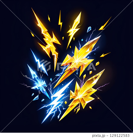 Electrifying energy bursts in gold and blue,...のイラスト素材 [129122583] - PIXTA