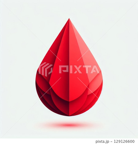 Geometric red blood drop with sharp polygonal...のイラスト素材 [129126600] - PIXTA