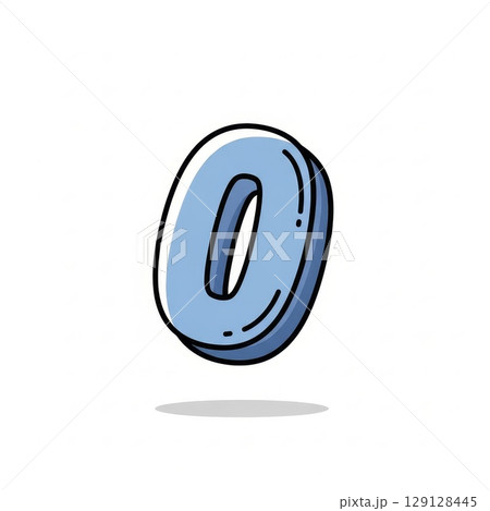 Three dimensional blue cartoon number zero with...のイラスト素材 [129128445 ...