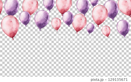 Foil red and purple balloons seamless border,...のイラスト素材 [129135671] - PIXTA