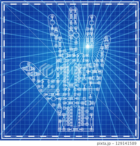 The electronic circuit in the form of hands on...のイラスト素材 [129141589 ...