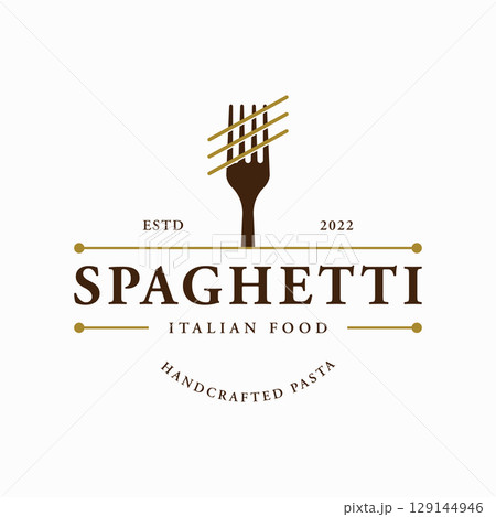 Italian spaghetti logo template design with...のイラスト素材 [129144946] - PIXTA