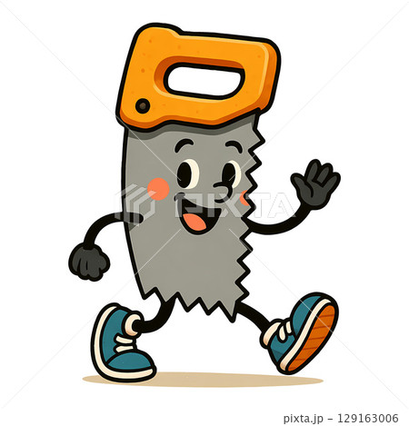 Smiling Saw Tool with Face and Sneakersのイラスト素材 [129163006] - PIXTA