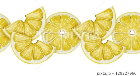 Seamless border with lemon slicesのイラスト素材 [129227966] - PIXTA