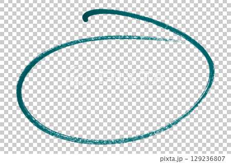 Green pencil highlight circle mark isolated on...のイラスト素材 [129236807 ...