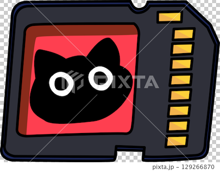 Cartoon Black Cat on Memory Card Illustration-插圖素材 [129266870] - PIXTA圖庫