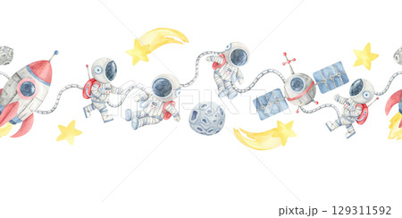 Red rockets, yellow moons, gray astronauts,...のイラスト素材 [129311592] - PIXTA