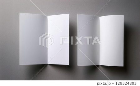 Open and closed blank brochures on soft grey...のイラスト素材 [129324803] - PIXTA