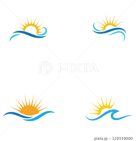 set of wave and sun logo icon vector...のイラスト素材 [129339000] - PIXTA