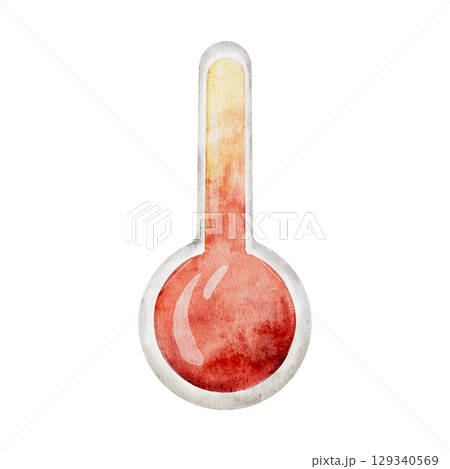 Watercolor thermometer indicating hot...のイラスト素材 [129340569] - PIXTA