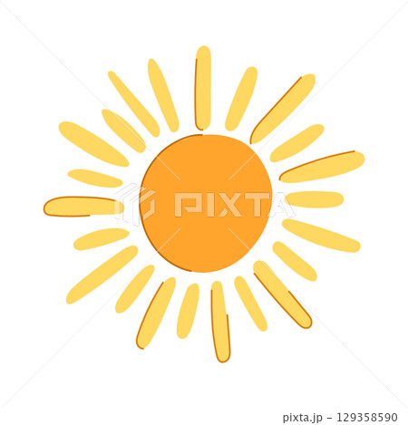 chic boho sun cartoon vector illustrationのイラスト素材 [129358590] - PIXTA