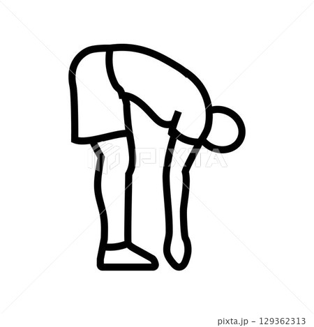 toe touch stretch spine curvature line icon...のイラスト素材 [129362313] - PIXTA