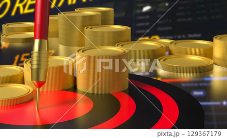 The Darts and Gold coins for Business concept...のイラスト素材 [129367179] - PIXTA