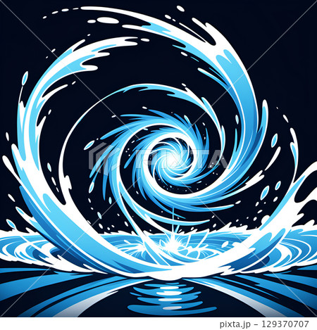 Dynamic swirling blue water vortex with...のイラスト素材 [129370707] - PIXTA