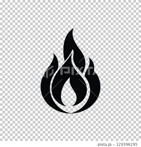 Black flame icon with simple, minimalist...のイラスト素材 [129396295] - PIXTA