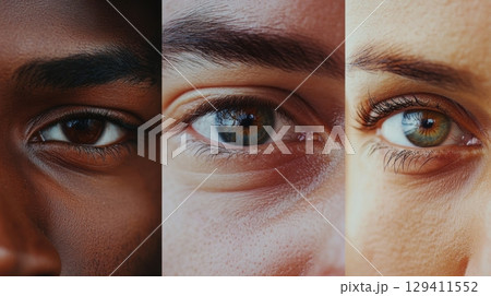 close-up of three diverse eyesのイラスト素材 [129411552] - PIXTA