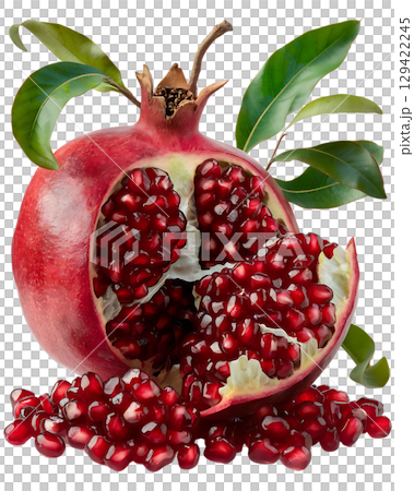 Pomegranate fruit split open revealing juicy...-插圖素材 [129422245] - PIXTA圖庫