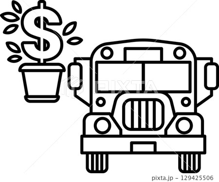 A dollar sign is on a busのイラスト素材 [129425506] - PIXTA
