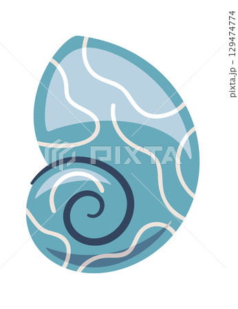 Blue spiral underwater shell elementのイラスト素材 [129474774] - PIXTA