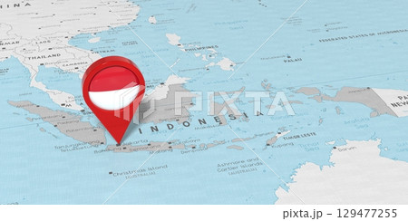 Indonesia, Jakarta - location pin with national...のイラスト素材 [129477255 ...