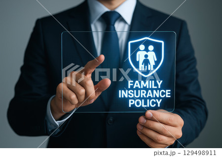 Family insurance policy concept with business...のイラスト素材 [129498911] - PIXTA