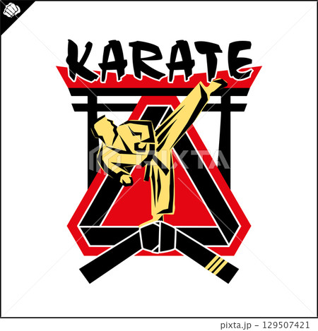 Karate high kick emblem martial art symbol design.のイラスト素材 [129507421 ...