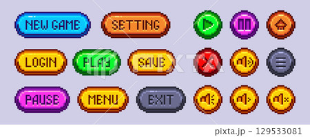 Pixel game button collectionのイラスト素材 [129533081] - PIXTA