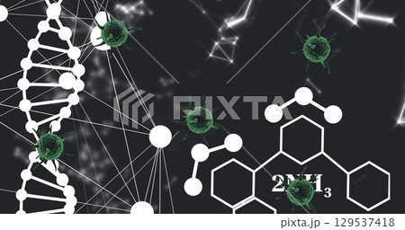 Image of falling cells and chemical formulas...のイラスト素材 [129537418] - PIXTA