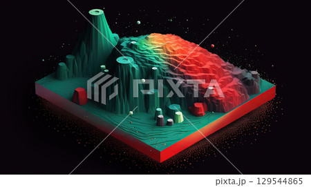 Abstract virtual isometric terrain with...のイラスト素材 [129544865] - PIXTA