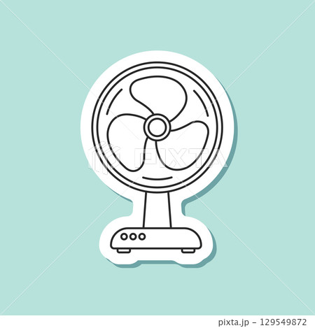 Electric fan sticker icon in flat style....のイラスト素材 [129549872] - PIXTA