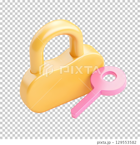a stylized image features a yellow lock with a...のイラスト素材 [129553582 ...