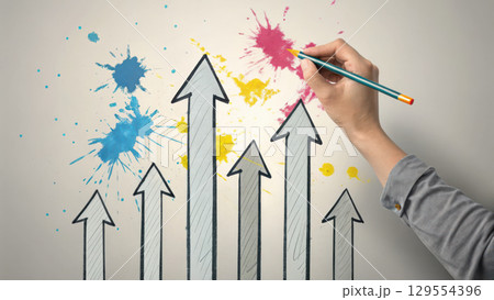 Creative business growth concept with colorful...のイラスト素材 [129554396 ...