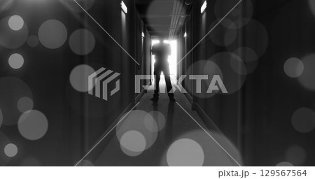 Image of grey bokeh light spots over scary...のイラスト素材 [129567564] - PIXTA