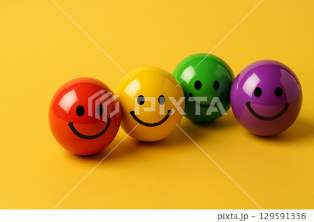 Vibrant collection of multicolored smiley...のイラスト素材 [129591336] - PIXTA