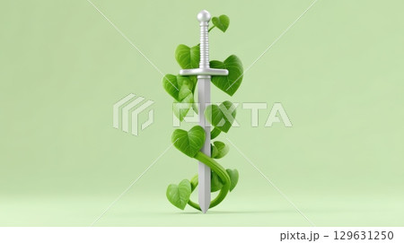 Anti war and peace concept, Sword entwined with...のイラスト素材 [129631250 ...