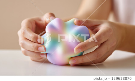 Squishy gel toy in hands with soft textures and...のイラスト素材 [129638870 ...