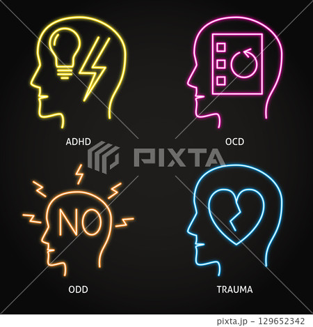 Neurodiversity symbols neon icon setのイラスト素材 [129652342] - PIXTA