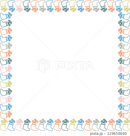 Christmas socks colorful frame. Frame with...のイラスト素材 [129658680] - PIXTA
