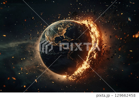 Imminent Destruction Showcases Earth Engulfed...のイラスト素材 [129662458] - PIXTA