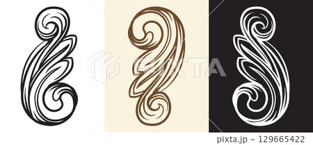 Set of swirl hand drawing design elements...のイラスト素材 [129665422] - PIXTA