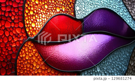 Abstract Stained Glass Lips with Textured...のイラスト素材 [129681274] - PIXTA