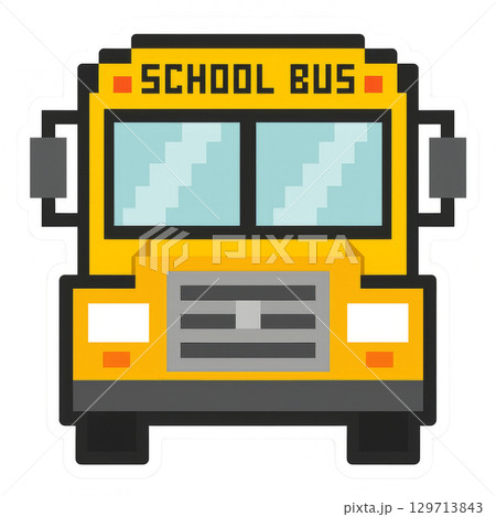 School bus pixel art style, isolated on...のイラスト素材 [129713843] - PIXTA