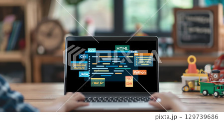 Software development or programming work with...のイラスト素材 [129739686] - PIXTA