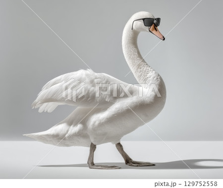 Elegant Swan in Luxury Sunglasses Displaying...のイラスト素材 [129752558] - PIXTA