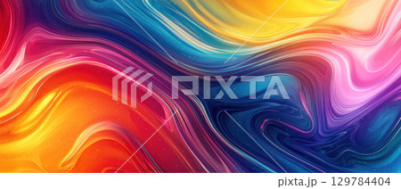 Abstract rainbow fluid simulation creates...のイラスト素材 [129784404] - PIXTA