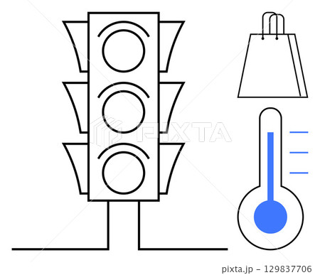 Traffic light with three unlit circles,...のイラスト素材 [129837706] - PIXTA