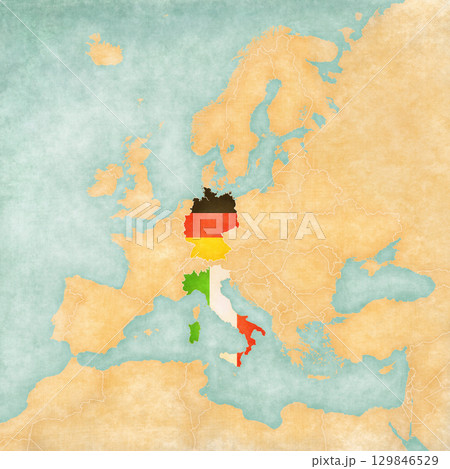 Map of Europe - Germany and Italyのイラスト素材 [129846529] - PIXTA