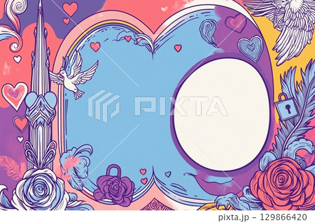 Ethereal spire surrounded by whimsical hearts...のイラスト素材 [129866420] - PIXTA