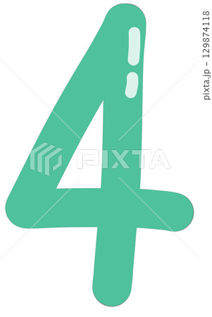 minimal and cute Handwritten numbers 4のイラスト素材 [129874118] - PIXTA