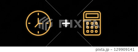 Clock and Calculator Symbols Representing Time...のイラスト素材 [129909141 ...